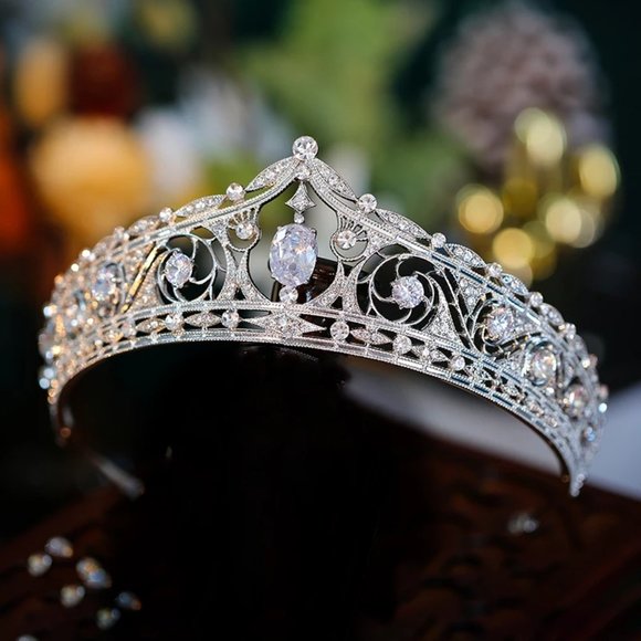 Accessories | Vintage Silver Tiara Crown Wedding Queen Diadem Pageant ...